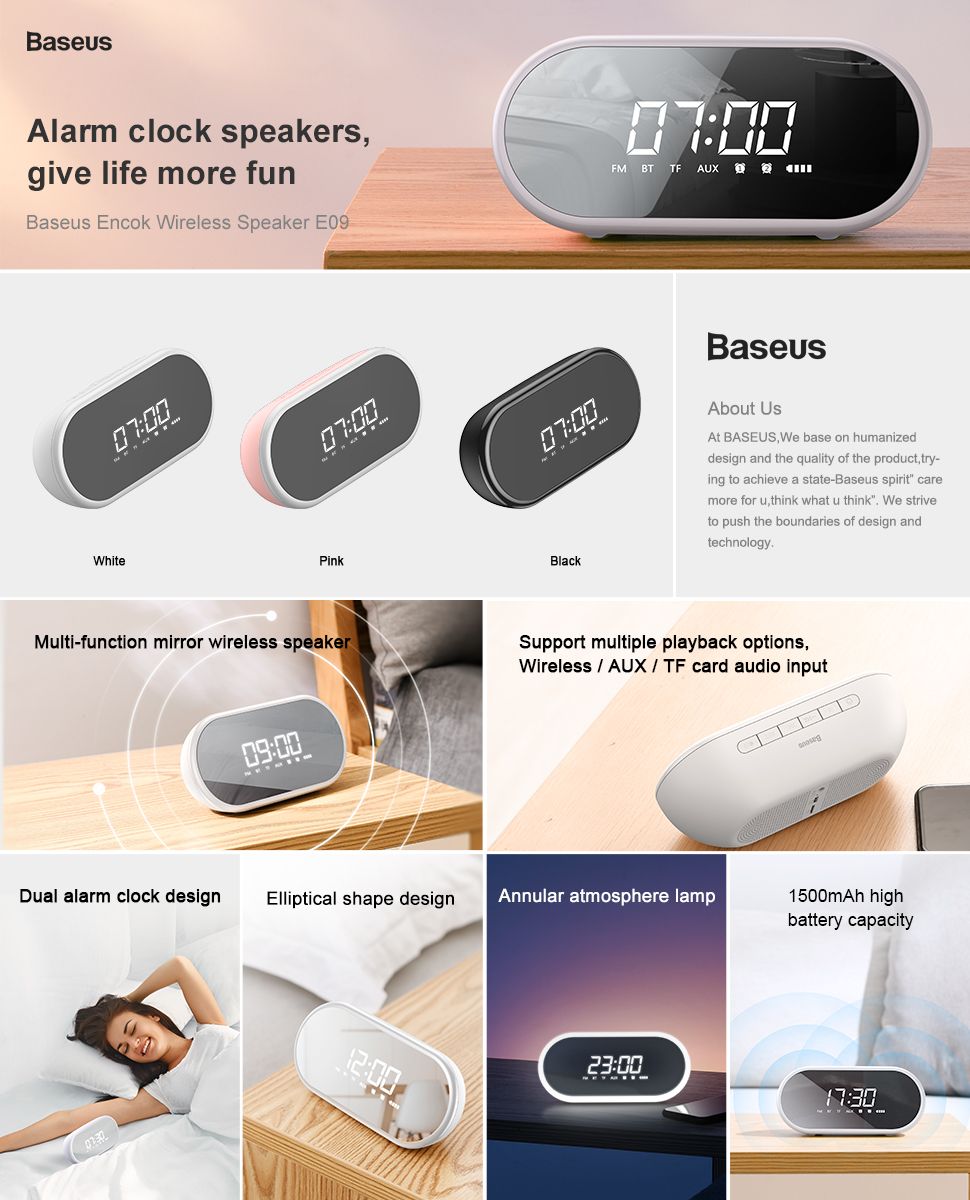 Baseus Encok E09 Wireless Bluetooth Speaker With Alarm Clock